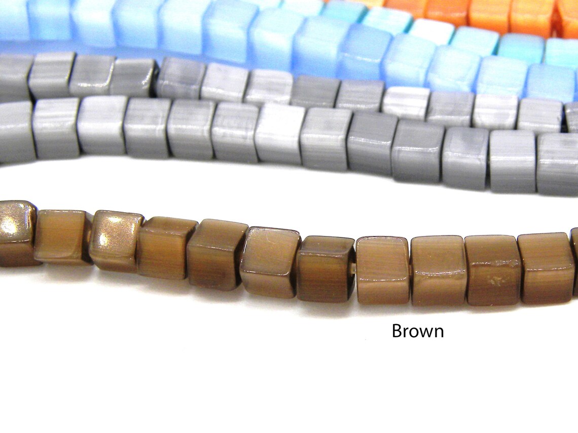 4 Mm Cat Eye Glass Cube Beads - Choice of Colours (1 Strand of 90 ...