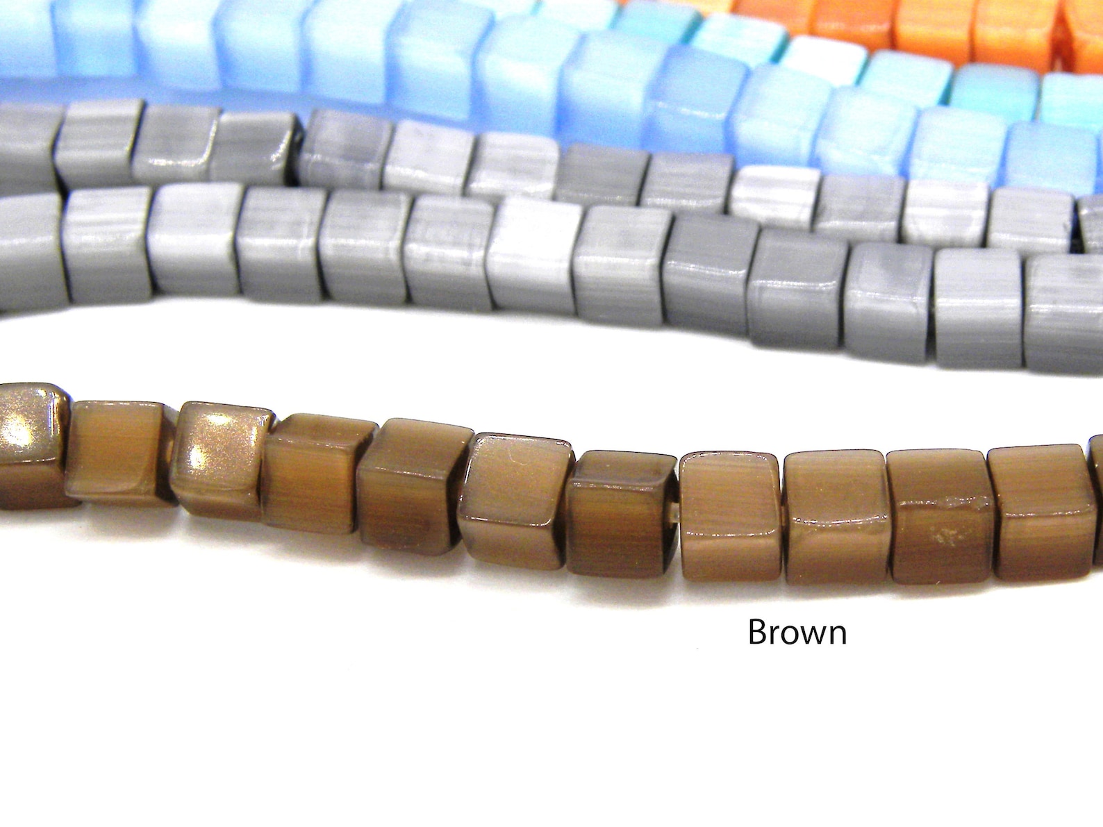 4 Mm Cat Eye Glass Cube Beads - Choice of Colours (1 Strand of 90 ...