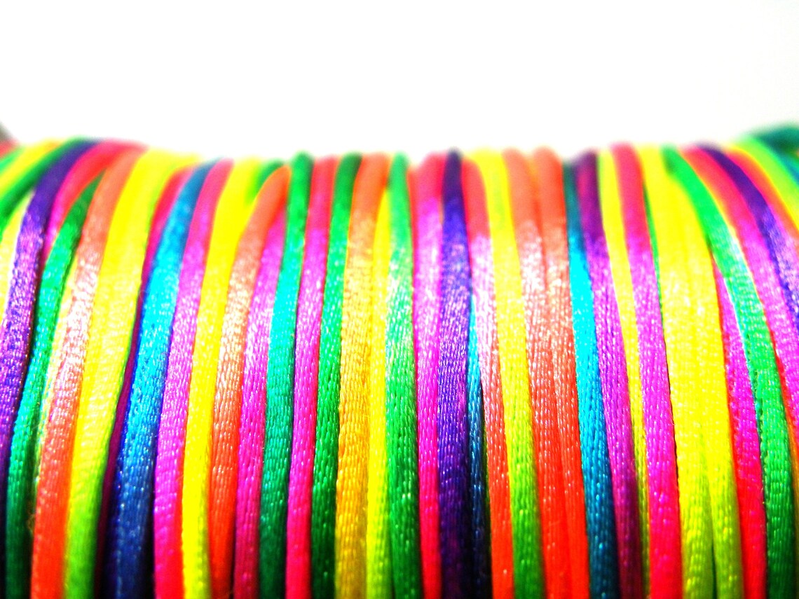 1 Mm Neon Rainbow Satin Nylon Cord Rainbow Jewelry Cord - Etsy