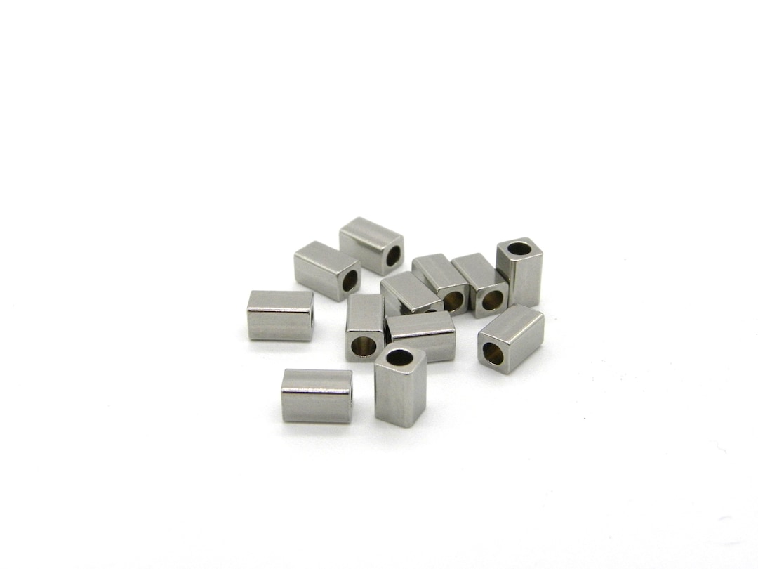 5x3 Mm Small Cuboid Stainless Steel Beads (10 Pc.) - Silver - Etsy