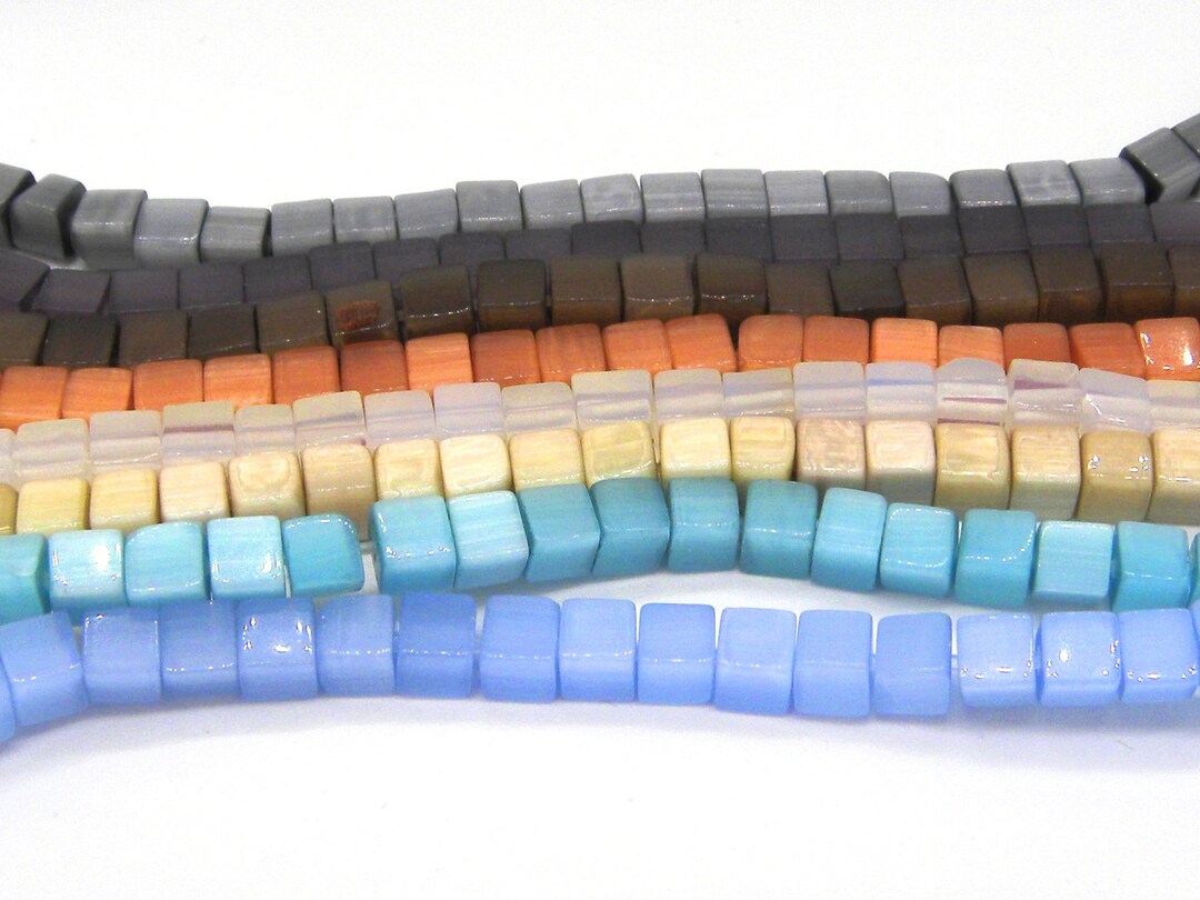 4 Mm Cat Eye Glass Cube Beads - Choice of Colours (1 Strand of 90 ...