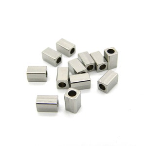 5x3 Mm Small Cuboid Stainless Steel Beads (10 Pc.) - Silver - Etsy