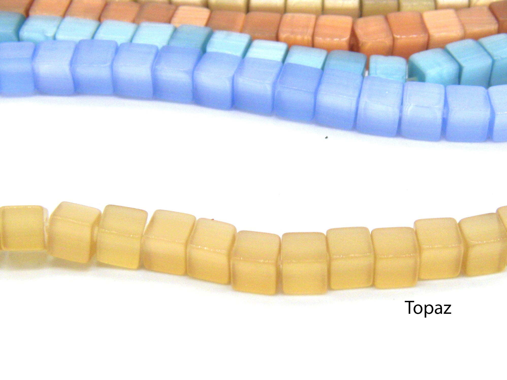 4 Mm Cat Eye Glass Cube Beads - Choice of Colours (1 Strand of 90 ...