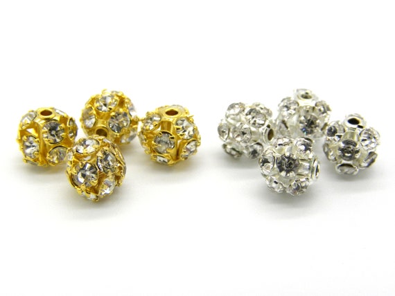 6 mm Round Rhinestone Beads Strass Balls Gold or | Etsy