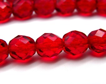 Ruby Red Glass Beads - Etsy