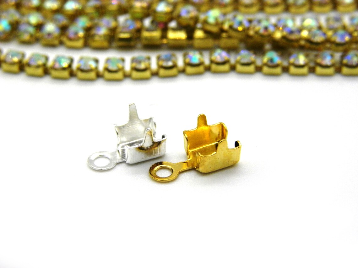 3.5 Mm Brass Cup Chain Ends, 3.3 Mm Inner Diameter, Rhinestone Cup ...