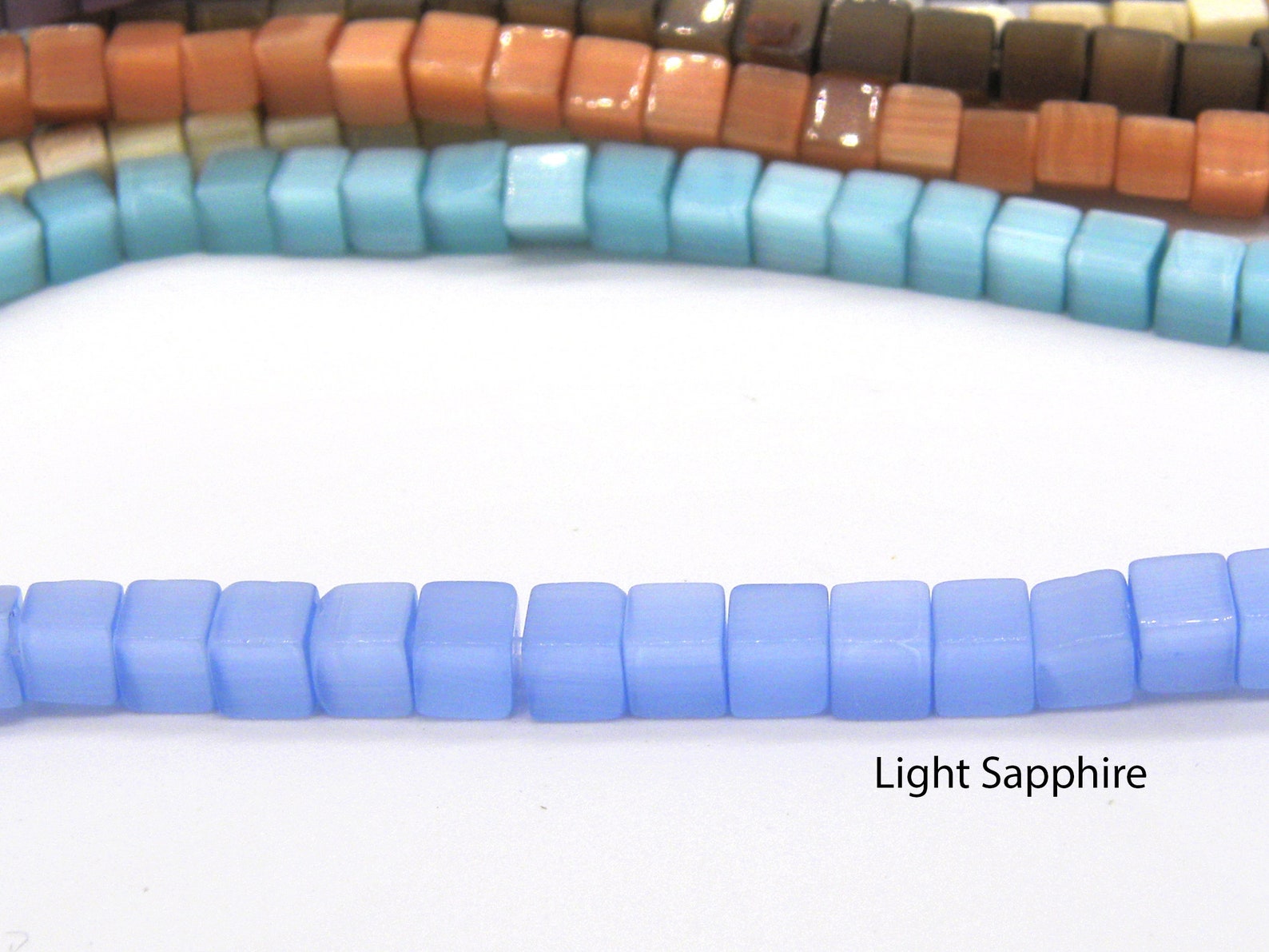 4 Mm Cat Eye Glass Cube Beads - Choice of Colours (1 Strand of 90 ...