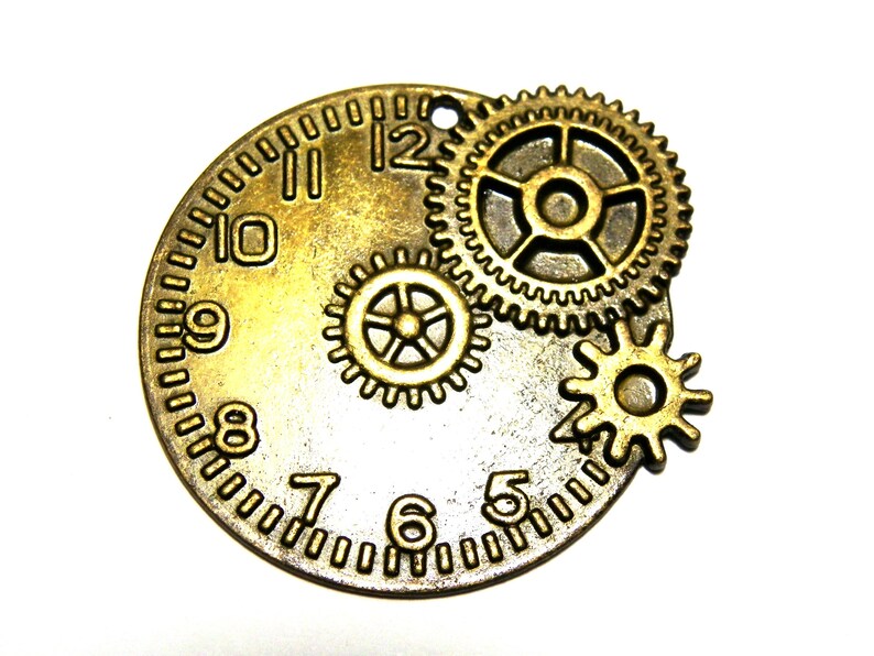 Large Steampunk Clock Cog Wheel Alloy Metal Pendant 48 Mm - Antique ...