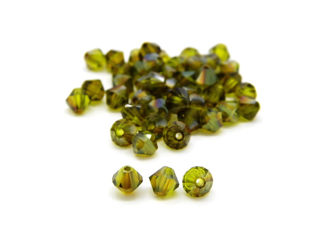 4 Mm Czech Superior Crystals MC Bicone Beads - Olivine Celsian - 24 or ...