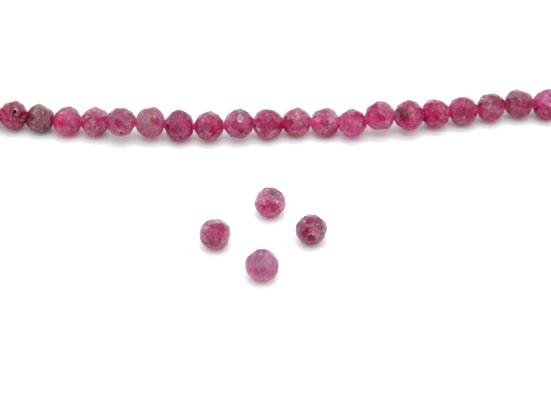 2.5 Mm Mini Round Faceted Natural Ruby/corundum Beads Tiny - Etsy