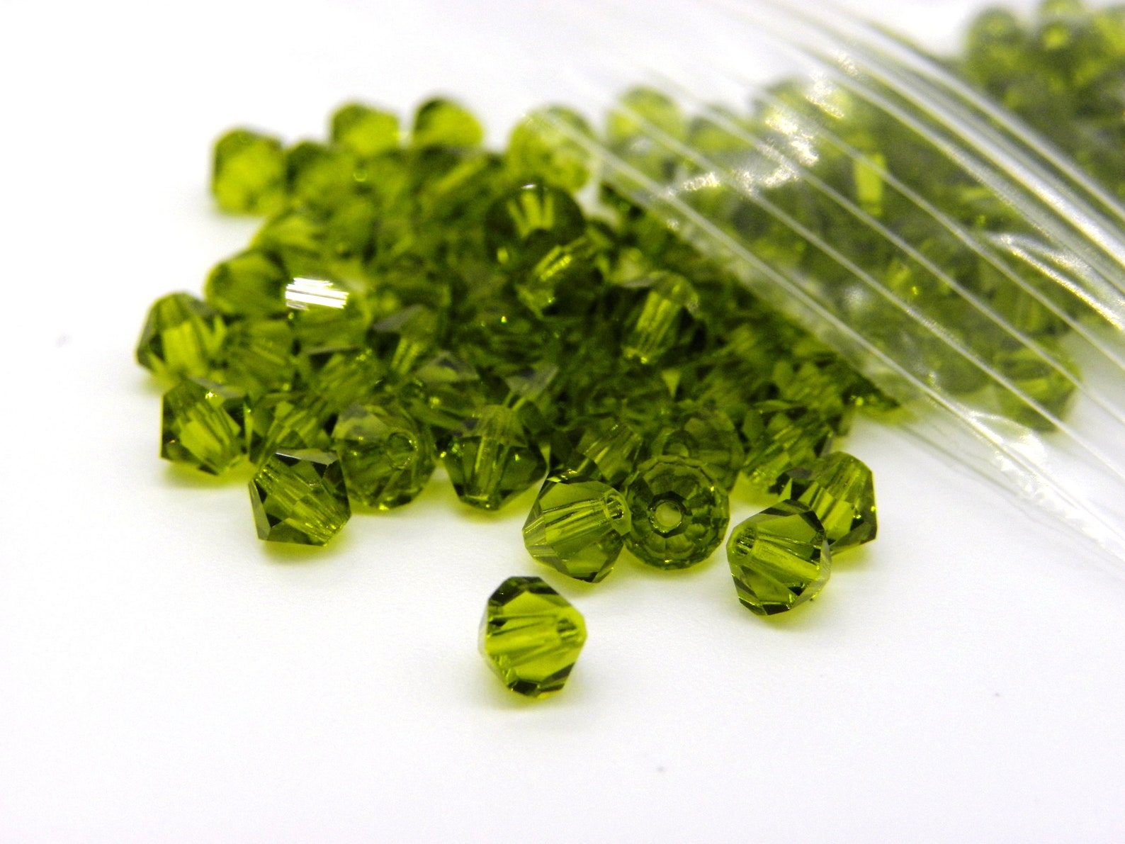 4 mm Czech Superior Crystals MC Bicone Beads Olivine 24 or | Etsy