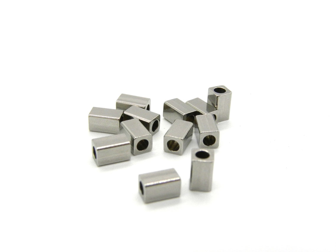 5x3 Mm Small Cuboid Stainless Steel Beads 10 Pc. Silver | Etsy