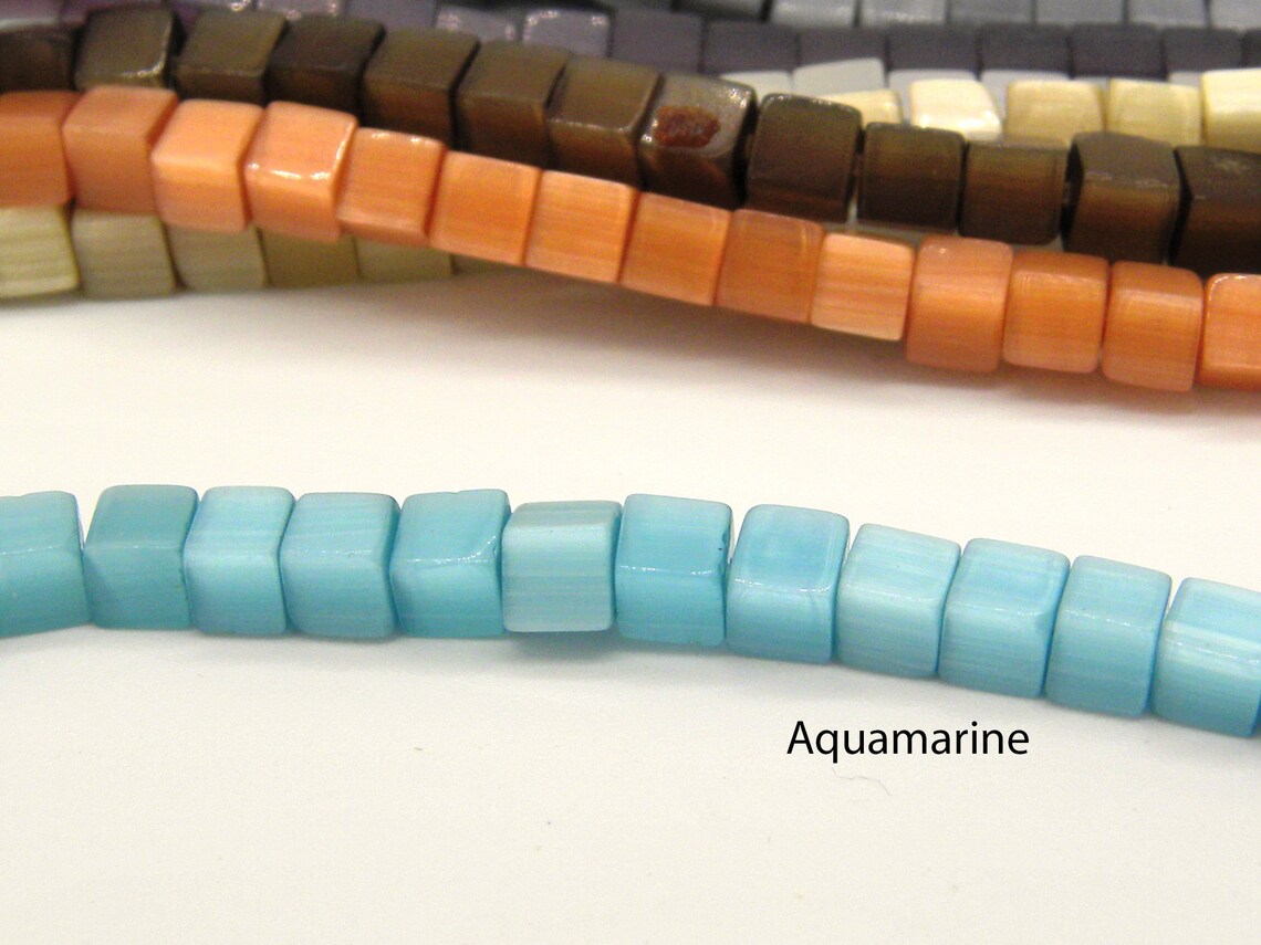4 Mm Cat Eye Glass Cube Beads - Choice of Colours (1 Strand of 90 ...
