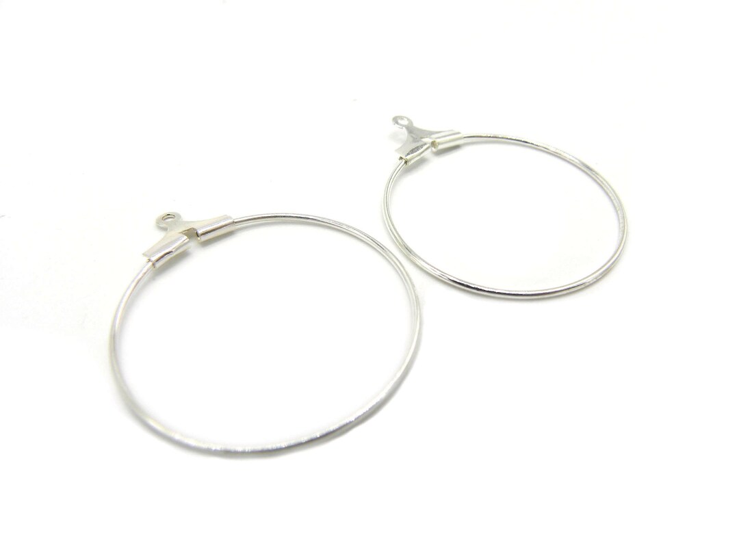 25 Mm 1 Inch Round Loop Earring Bases With Open End Silver Plated 2 Pc ...
