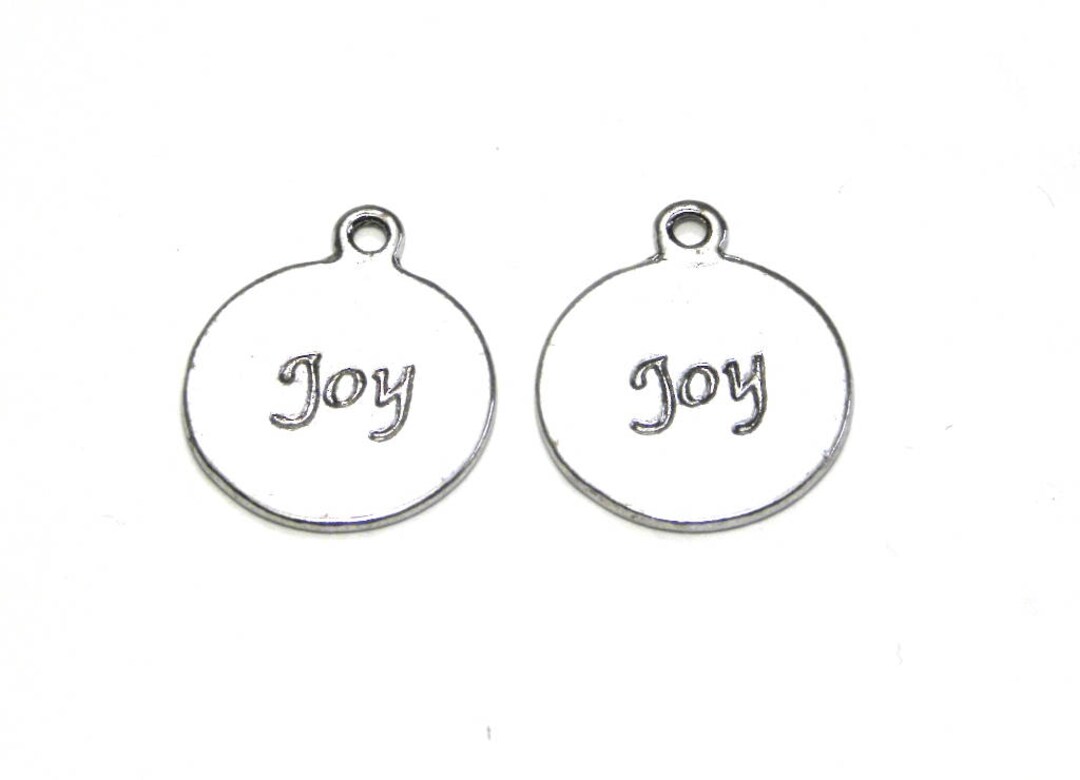 18 Mm Round Engraved - Joy - Alloy Metal Charms, Joy Pendants (2 Pc ...