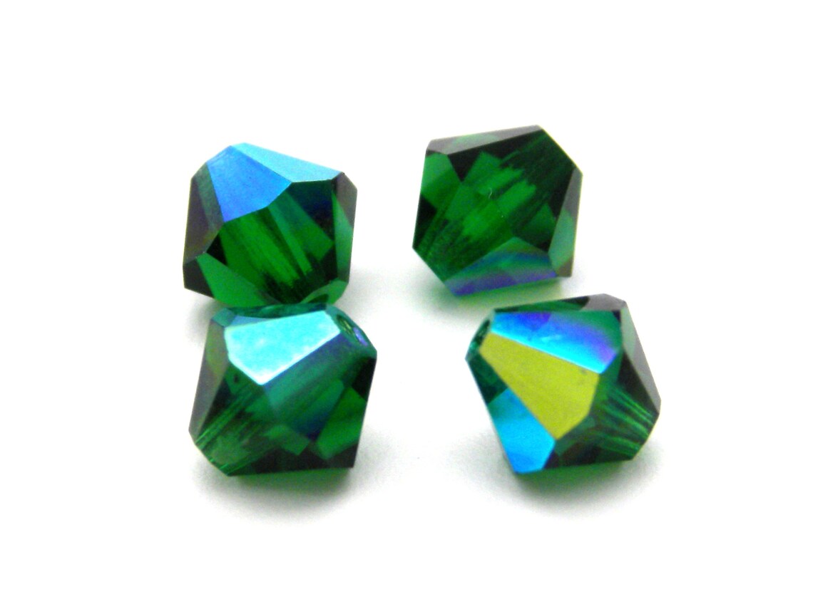 6 Mm Czech Superior Crystals MC Bicone Beads Medium Emerald - Etsy