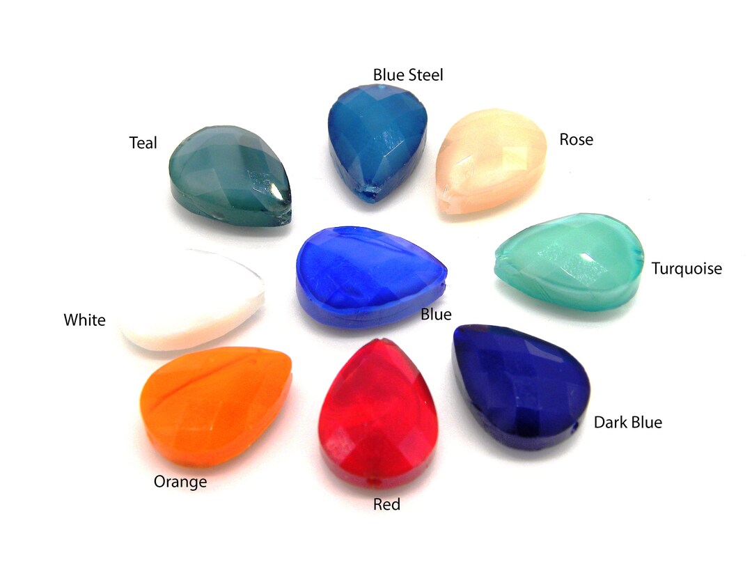 18 Mm Large Hand-made Faceted Drop-shaped Glass Beads - Choice of ...