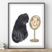 Black Cat Looking in Mirror Painting Wall Poster Watercolor Art Decor ...