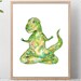 T-rex Yoga Dinosaur Painting Watercolour Dino Trex Wall Art Watercolor ...