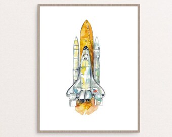 Rocket Ship Art | Etsy