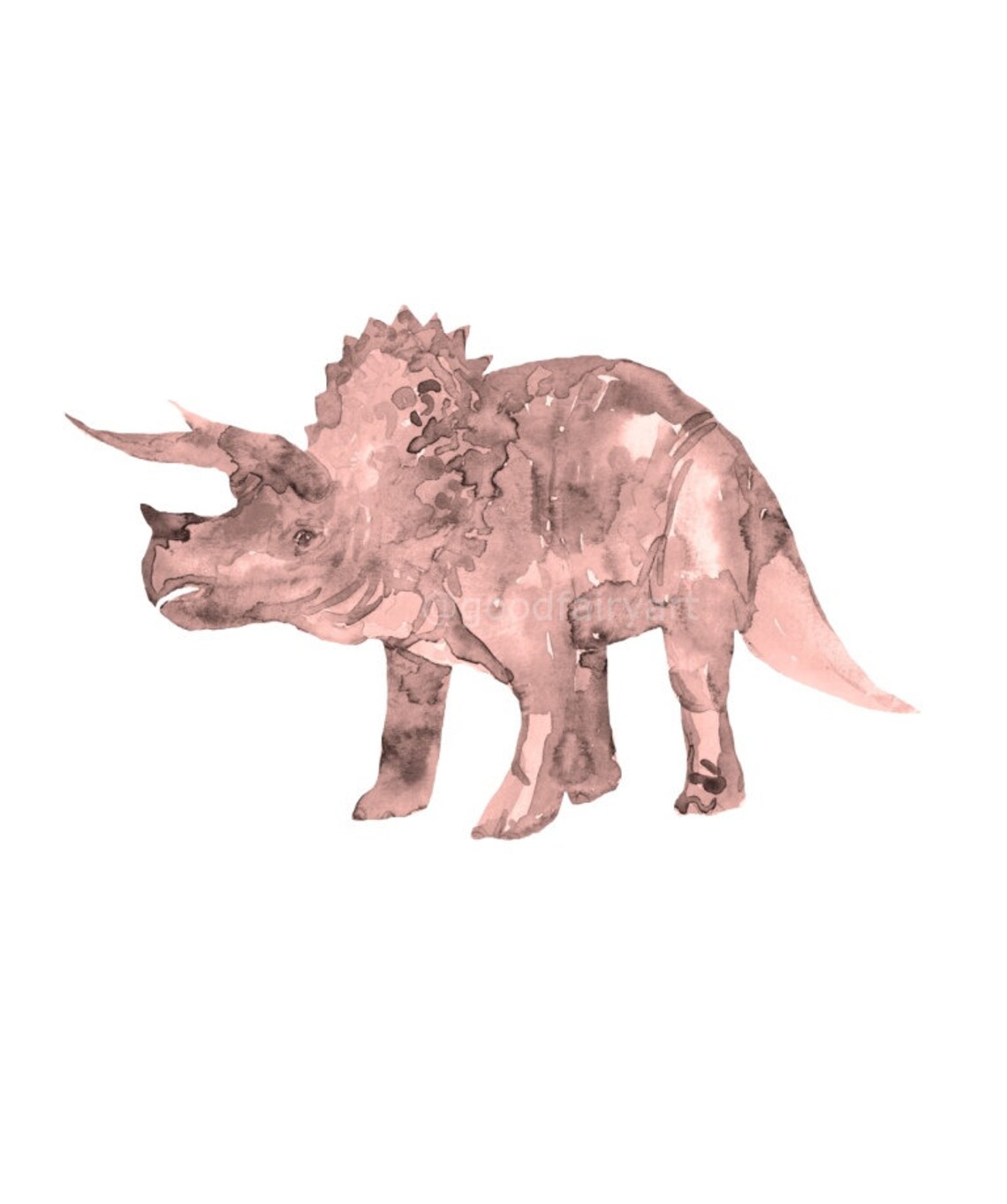 Set of 3 Dinosaurs Pink Painting Watercolour Dino Trex T-rex Wall Art ...