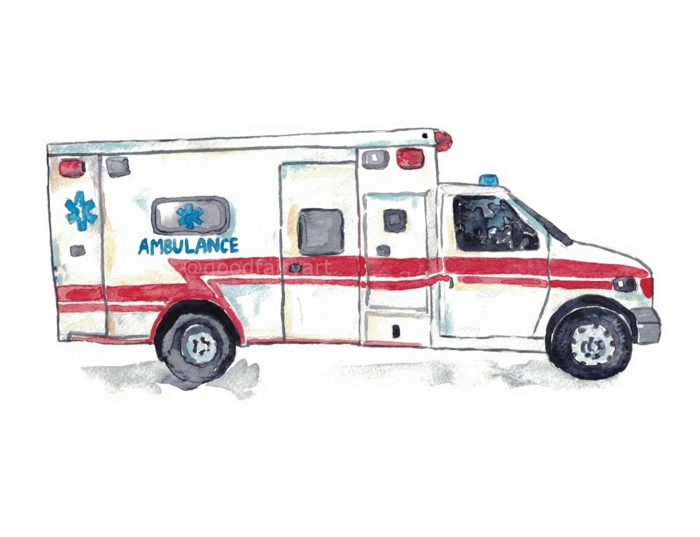 Ambulance car truck print Kids room wall decor painting | Etsy