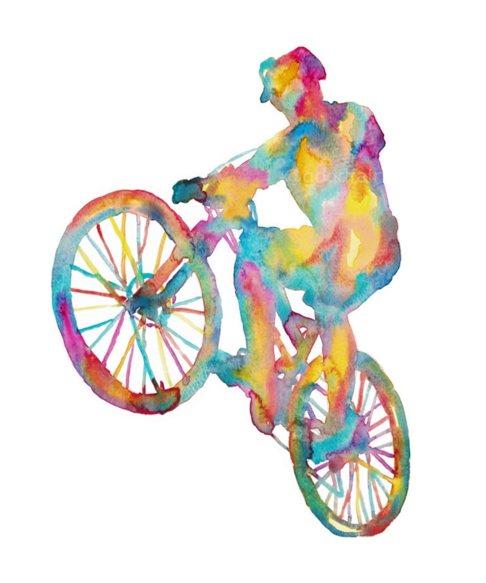 Set of 3 mountain biking art print watercolor painting gift | Etsy