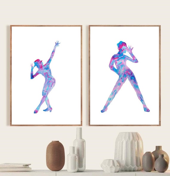 Set of 2 Jazz Dance Art Print Watercolor Painting Gift Drawing - Etsy