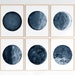 Moon Indigo Print Set of 6 Prints Watercolor Painting Print Moon Phases ...