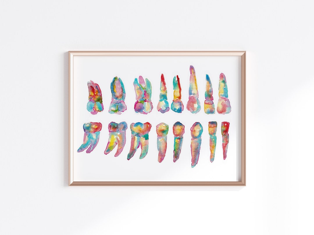 Pan X Ray Teeth Watercolor Art Print Dental Anatomy Watercolor Art ...