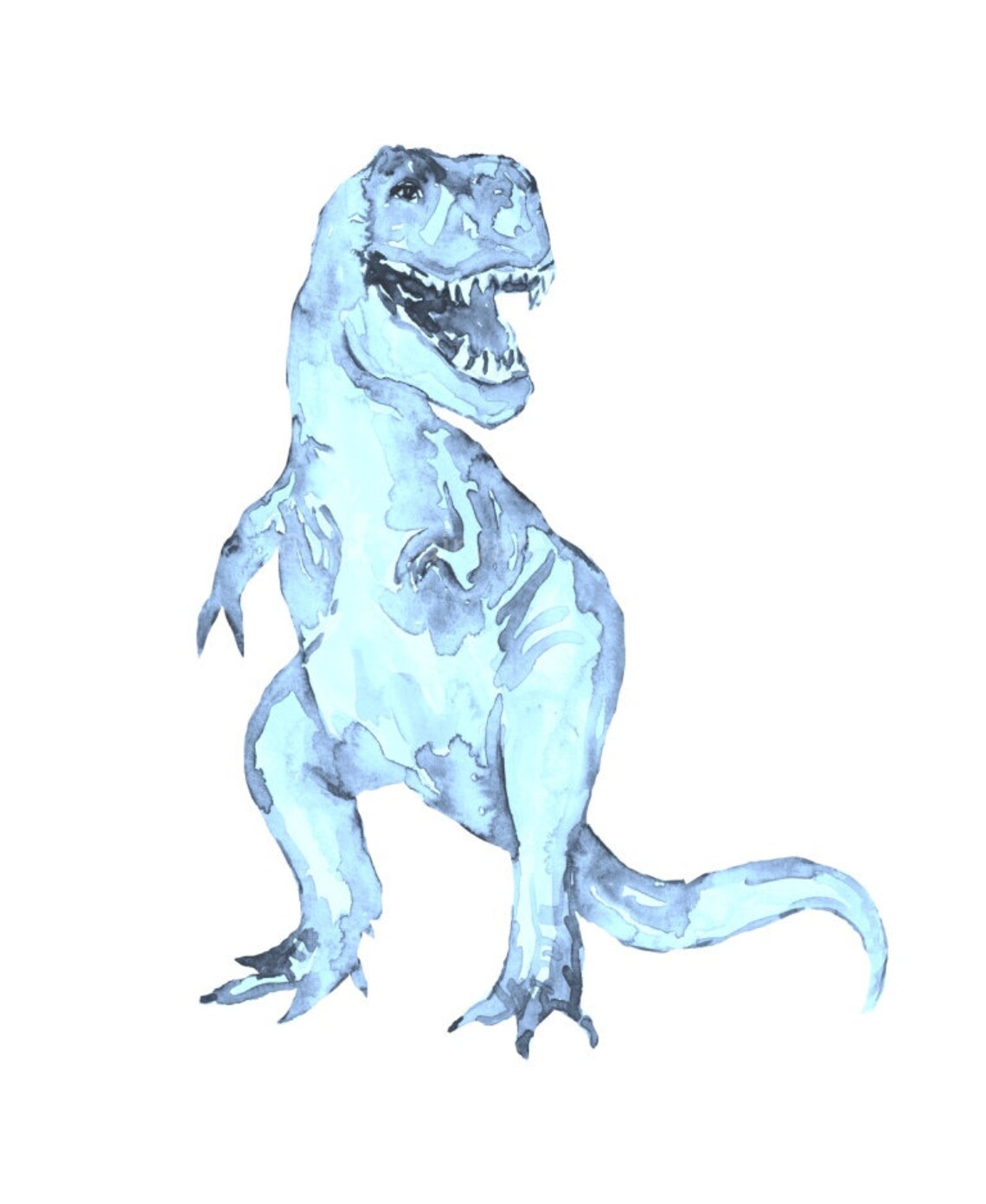 Set of 3 Dinosaurs Blue Painting Watercolour Dino Trex T-rex - Etsy