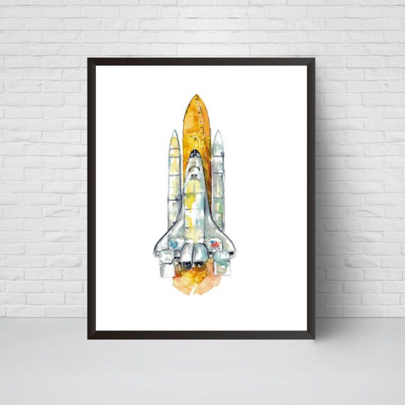 Spaceship Print Shuttle Space Ship Kids Room Wall Decor - Etsy