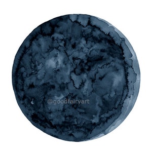 Moon Indigo Print Set of 6 Prints Watercolor Painting Print Moon Phases ...