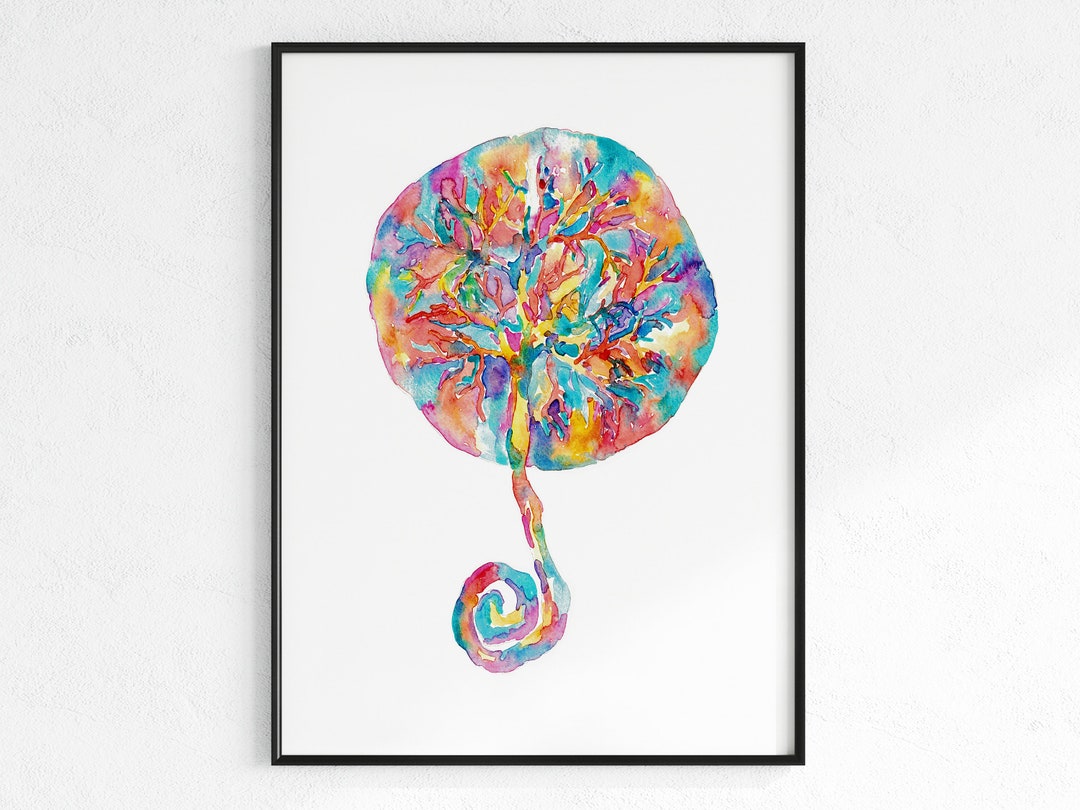 Placenta Art Print Woman With Child Watercolor Pregnant Woman Medical ...