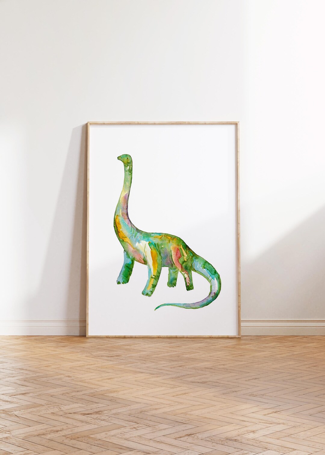 Brontosaurus Dinosaur Painting Watercolour Dino Trex Iridescent Wall ...
