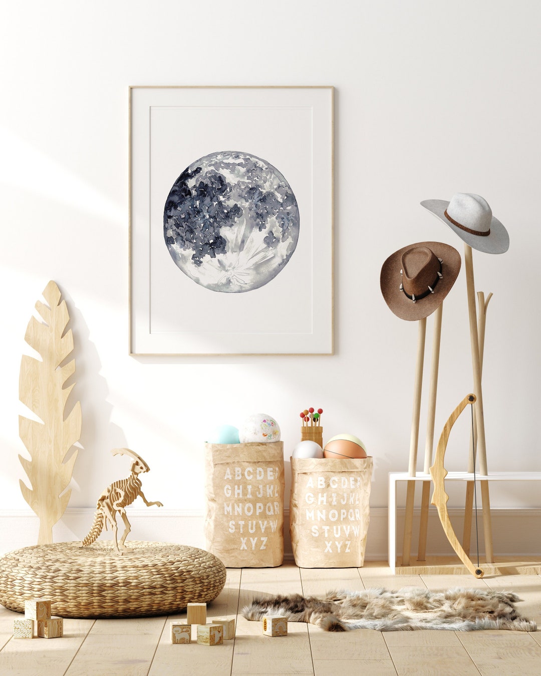 Moon Print Prints Watercolor Painting Print Black Moon Phases Print ...