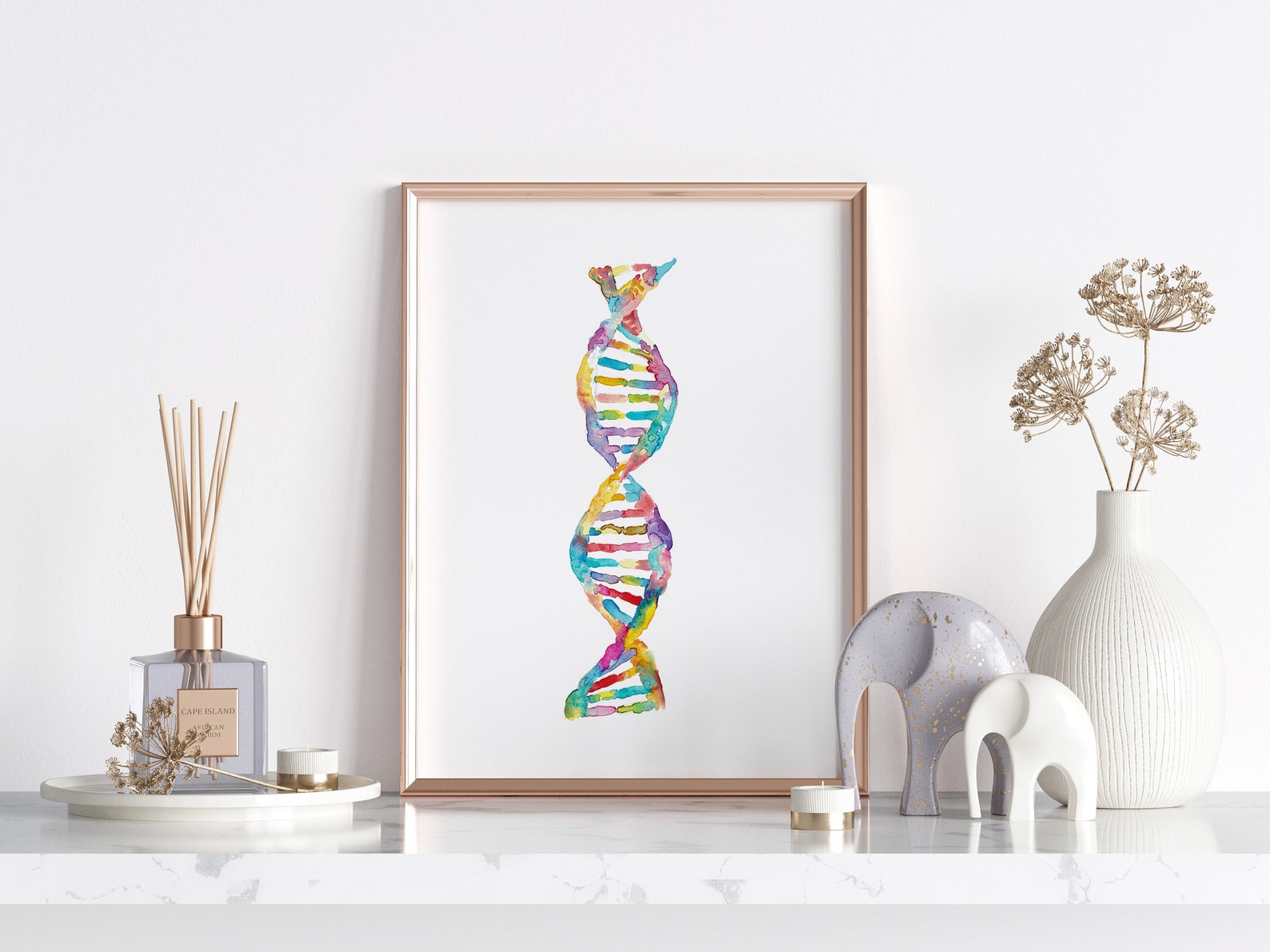 DNA Genetic Art Print, Dna Helix Genetic Watercolor, Abstract Dna ...