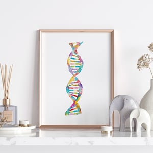 DNA Genetic Art Print, Dna Helix Genetic Watercolor, Abstract Dna ...
