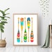 Colorful Oars Print Kids Room Wall Decor Painting Watercolour Ink Canoe ...