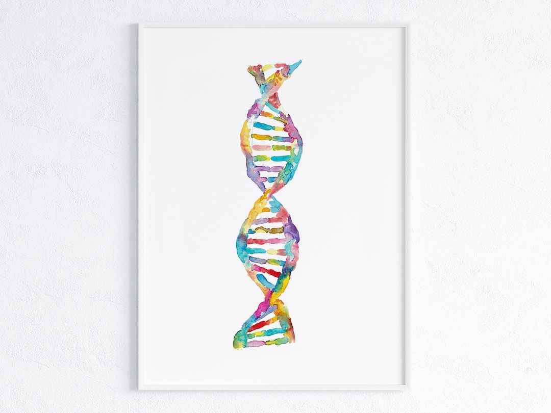 DNA Genetic Art Print, Dna Helix Genetic Watercolor, Abstract Dna ...