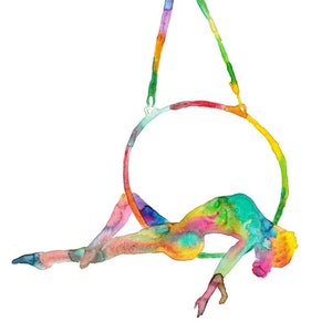 Aerial Hoop Silky Art Silks Yoga Print Watercolor Painting Aerialist ...
