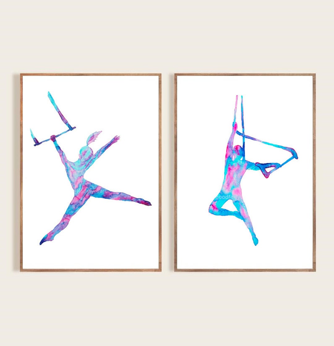 Trapeze Art Silks Yoga Print Watercolor Painting Aerialist Gift Drawing ...