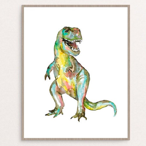 T-rex Watercolor Print Dinosaur Art Dinosaur Poster Wall - Etsy