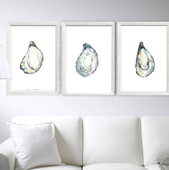 Set of 3 Oyster Pearl Shell Coastal Decor Beach Wall Art Shell | Etsy