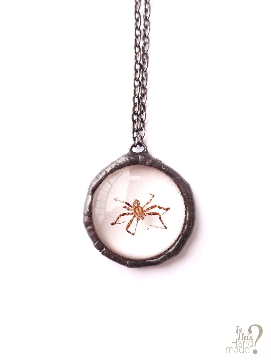 Spider Necklace, Real Spider Resin, Rustic Necklace, Soldered Pendant ...