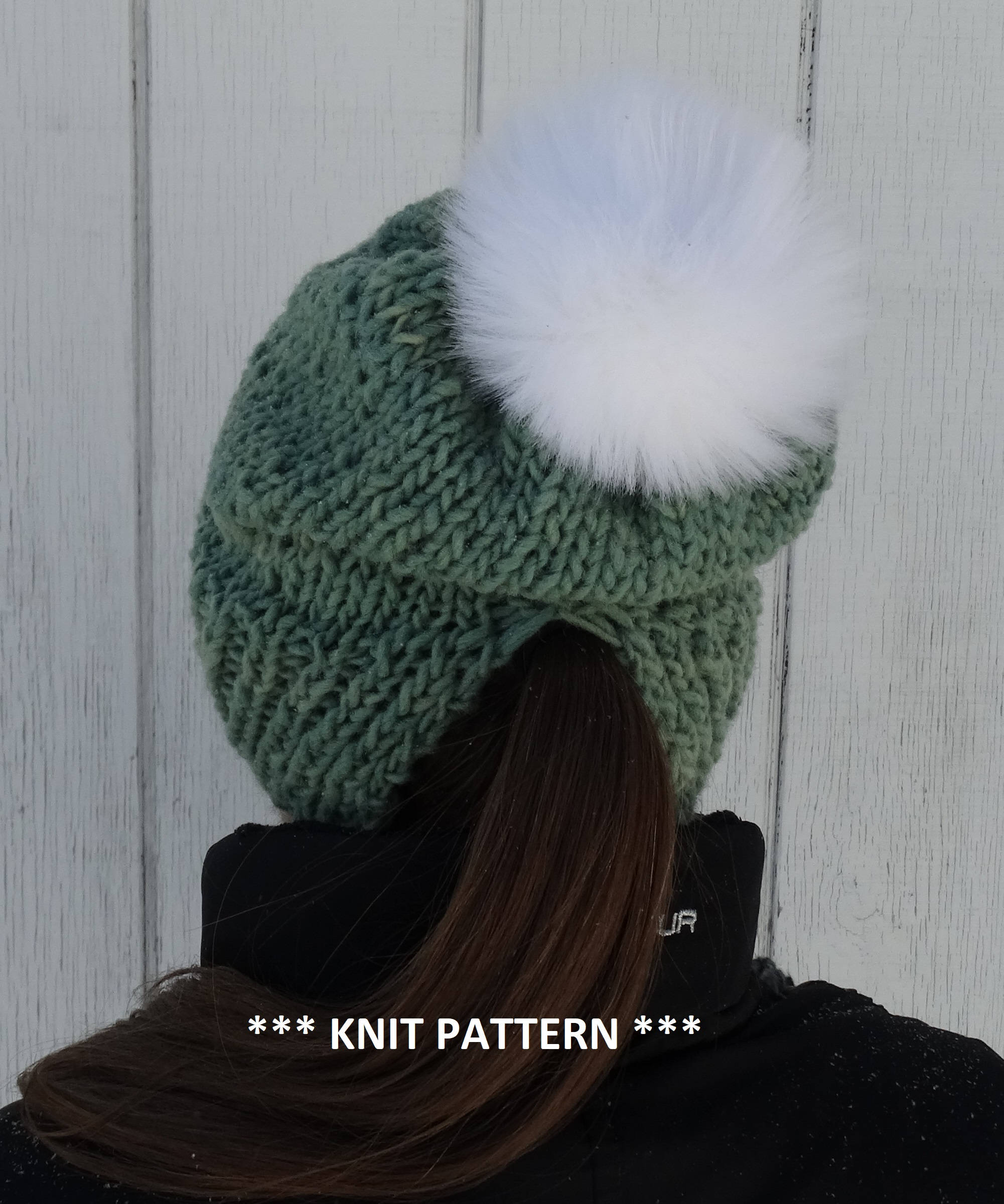 Low Ponytail Hat, Knit Hat PATTERN, Hat PATTERN, Knit PATTERN, Slouchy ...