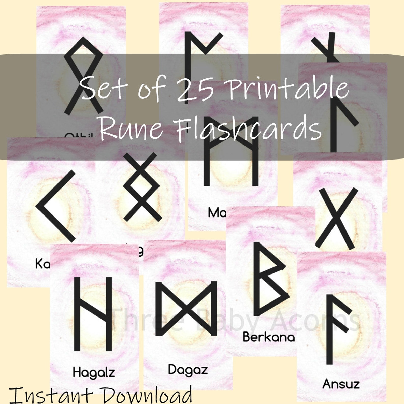Printable Rune Flashcards Homeschool Resource Viking Study Runes - Etsy