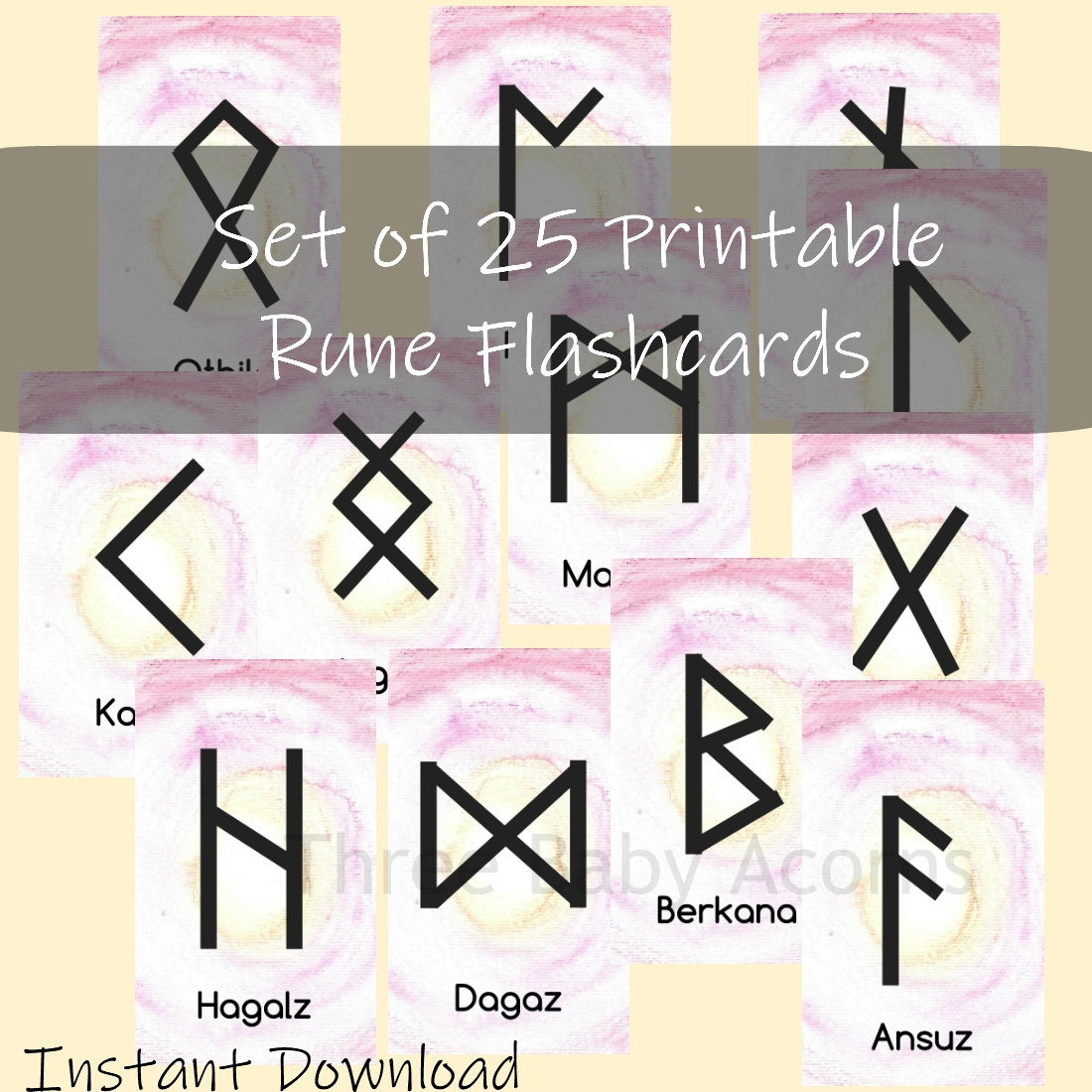 Printable Rune Flashcards Homeschool Resource Viking Study Runes - Etsy