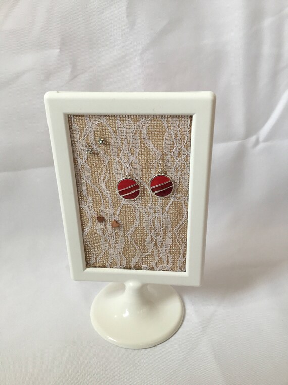 Burlap earring holder store