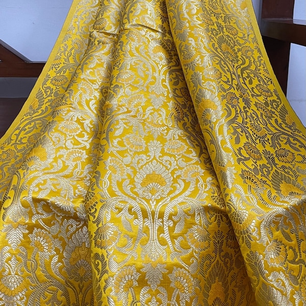 Yellow Chinese Brocade Fabric - Etsy